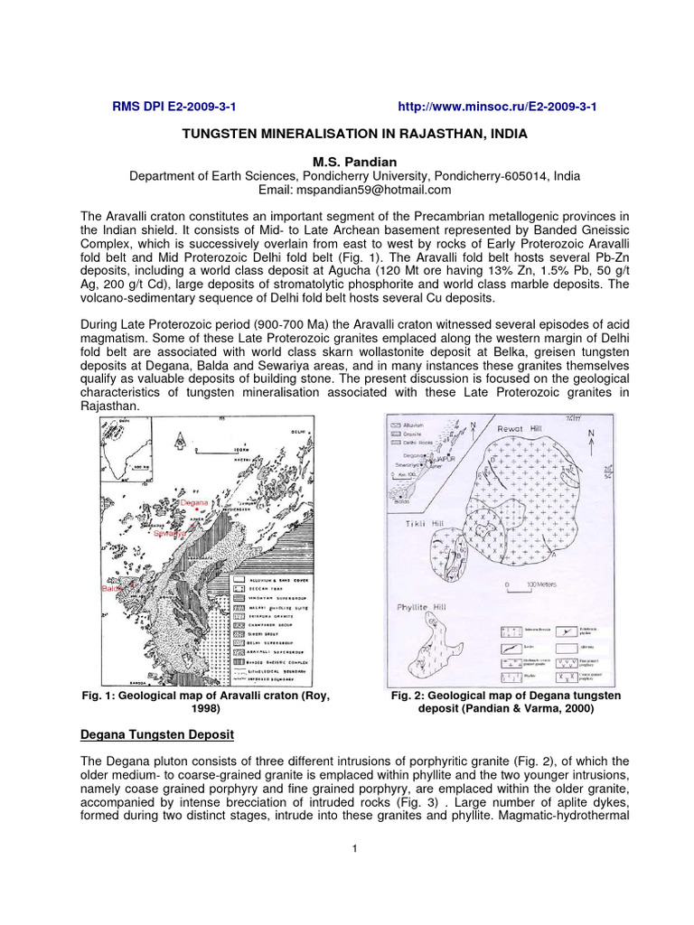 Degana - Balda Tungsten | PDF | Granite | Geology