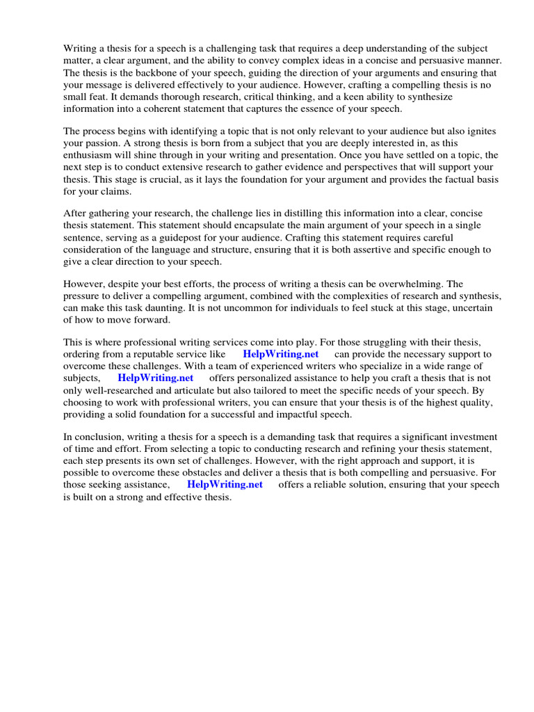 Crafting A Compelling Speech Thesis Pdf Essays Thesis 1920
