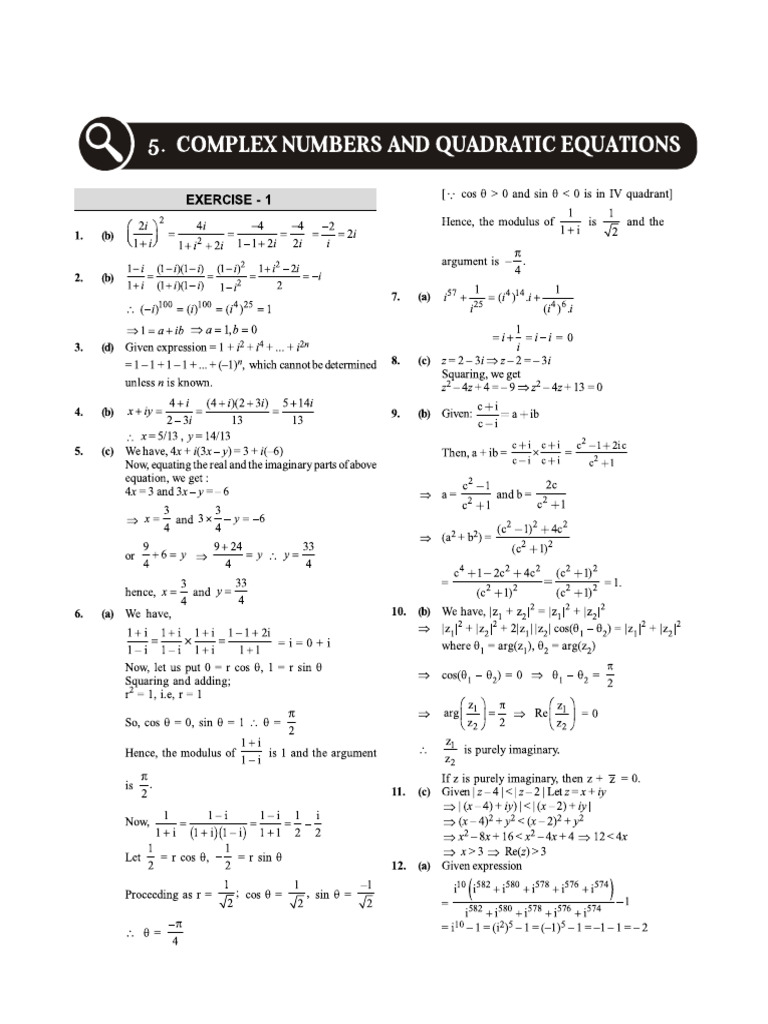 05 Complex Numbers Sol | PDF