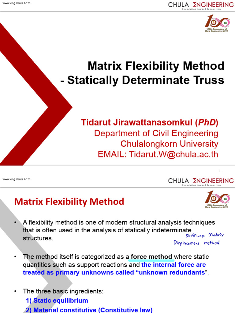 Lect 13 - Matrix Flexibility Method-Determinate Truss-Beam-2 | PDF | Mechanical Engineering ...