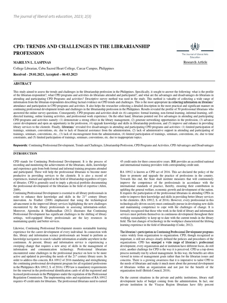 Trends And Challenges In The Librarianship Pdf Librarian Libraries