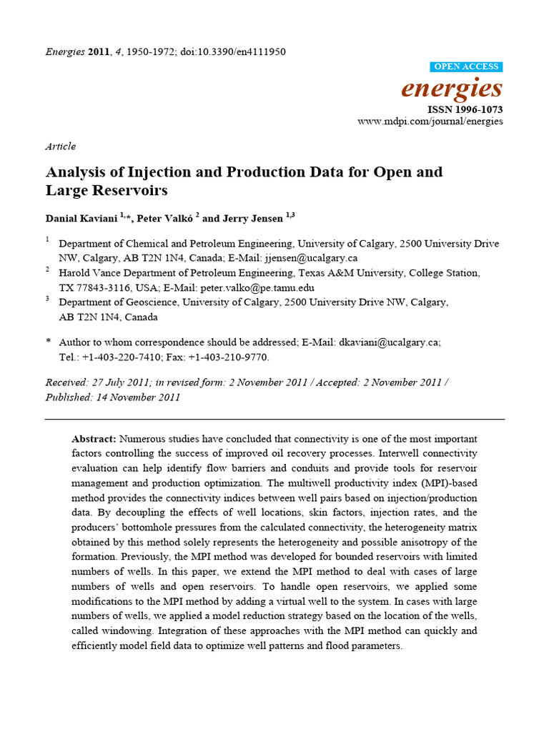 energies | PDF | Matrix (Mathematics) | Petroleum Reservoir
