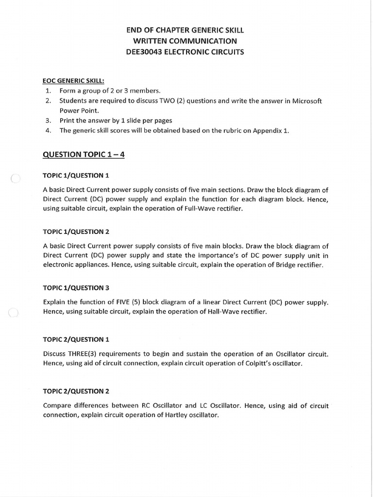 End of Chapter Generic Skill | PDF