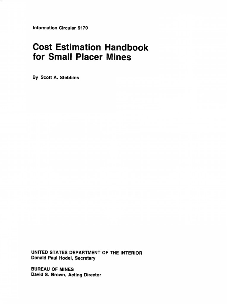 Ic9170 Cost Estimation Handbook For Small Placer Mines | PDF | Loader ...