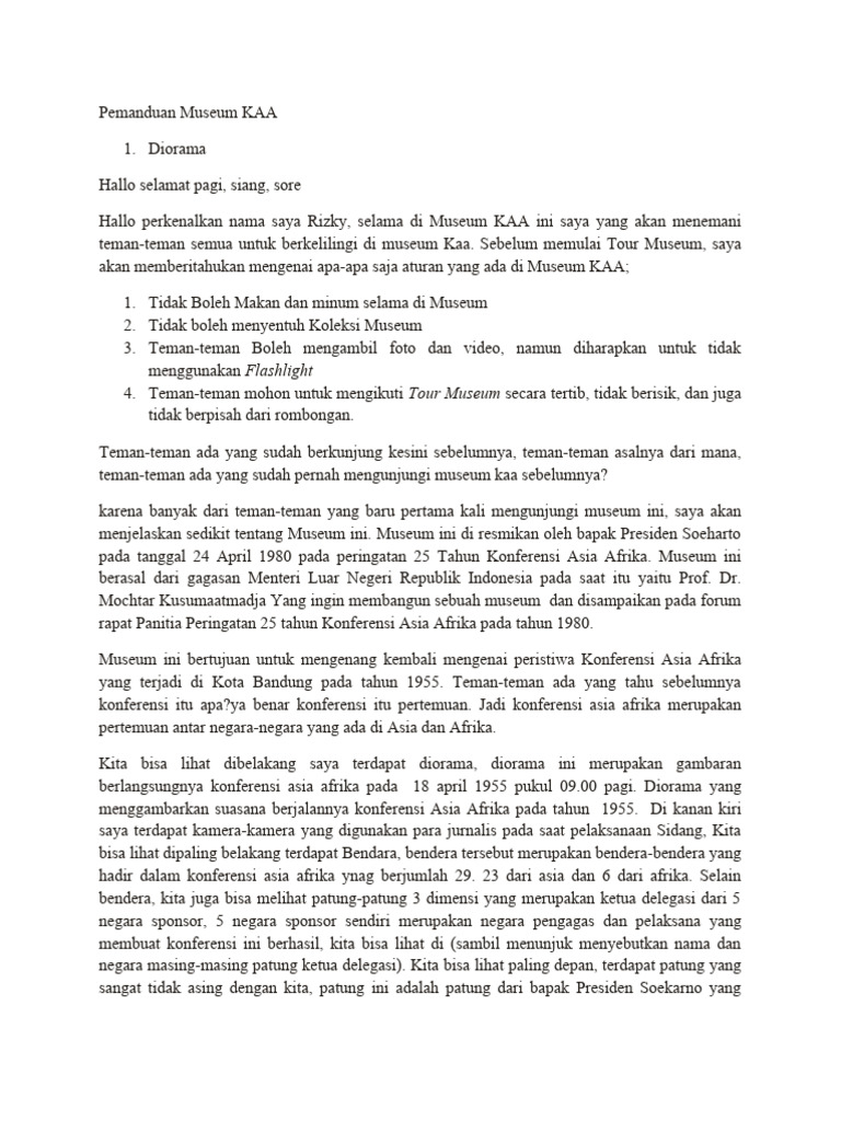 Pemanduan Museum KAA | PDF | Perjalanan | Seni