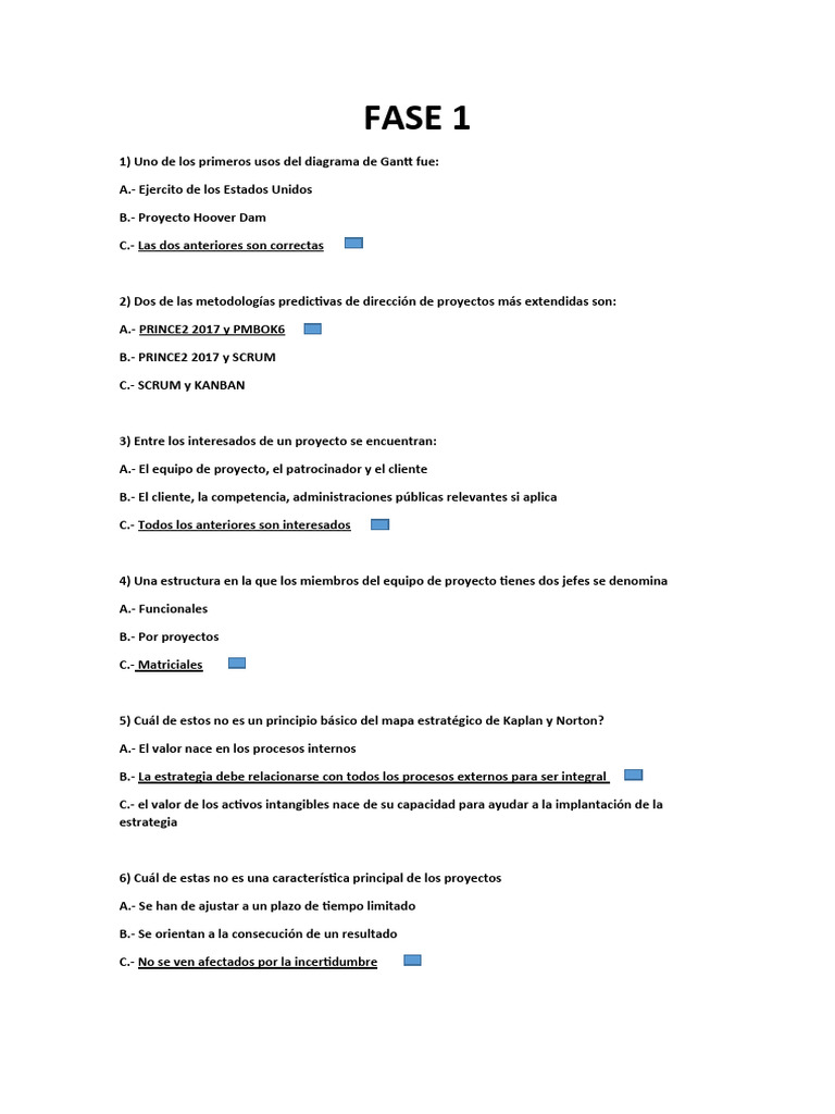 cuestionario fases | PDF | Gestión de proyectos | Business