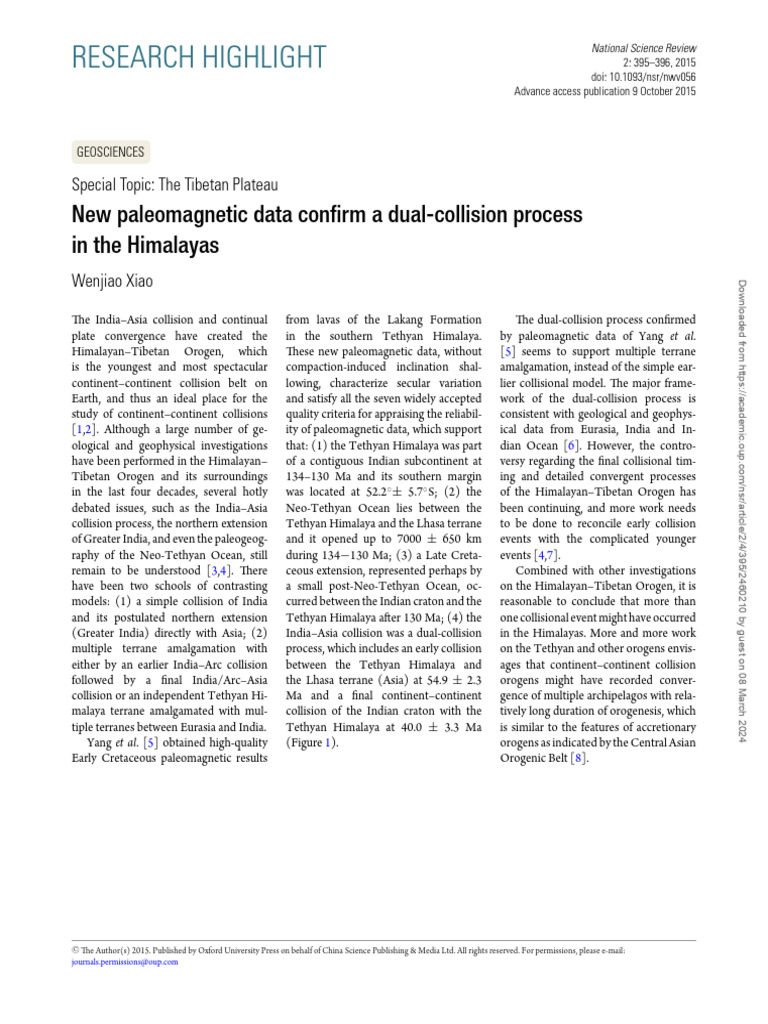 New Paleomagnetic Data Confirm a Dual-collision Process in the ...