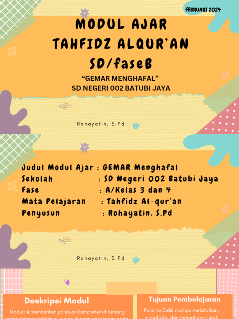 Modul Ajar Tahfidz Al-Qur'an Fase B (Februari) | PDF | Karier & Perkembangan | Seni & Disiplin ...