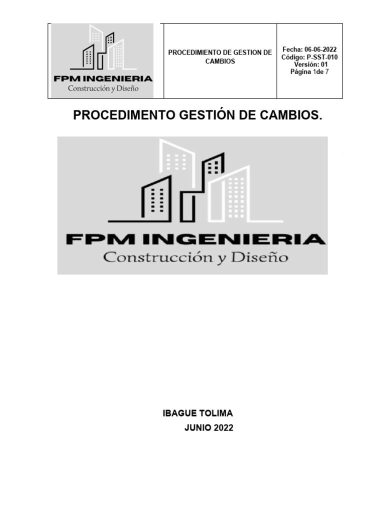 PROCEDIMIENTO GESTION DE CAMBIOS FPM | PDF | Evaluación | Ingeniería
