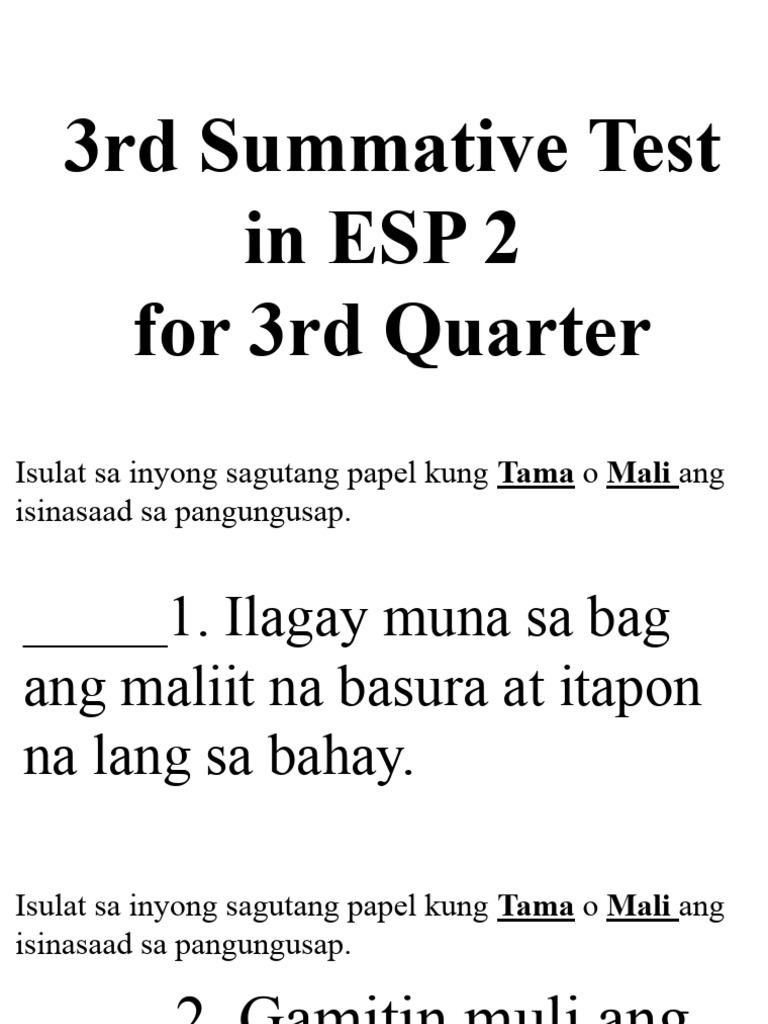 Esp 3RD Sum Q3 | PDF