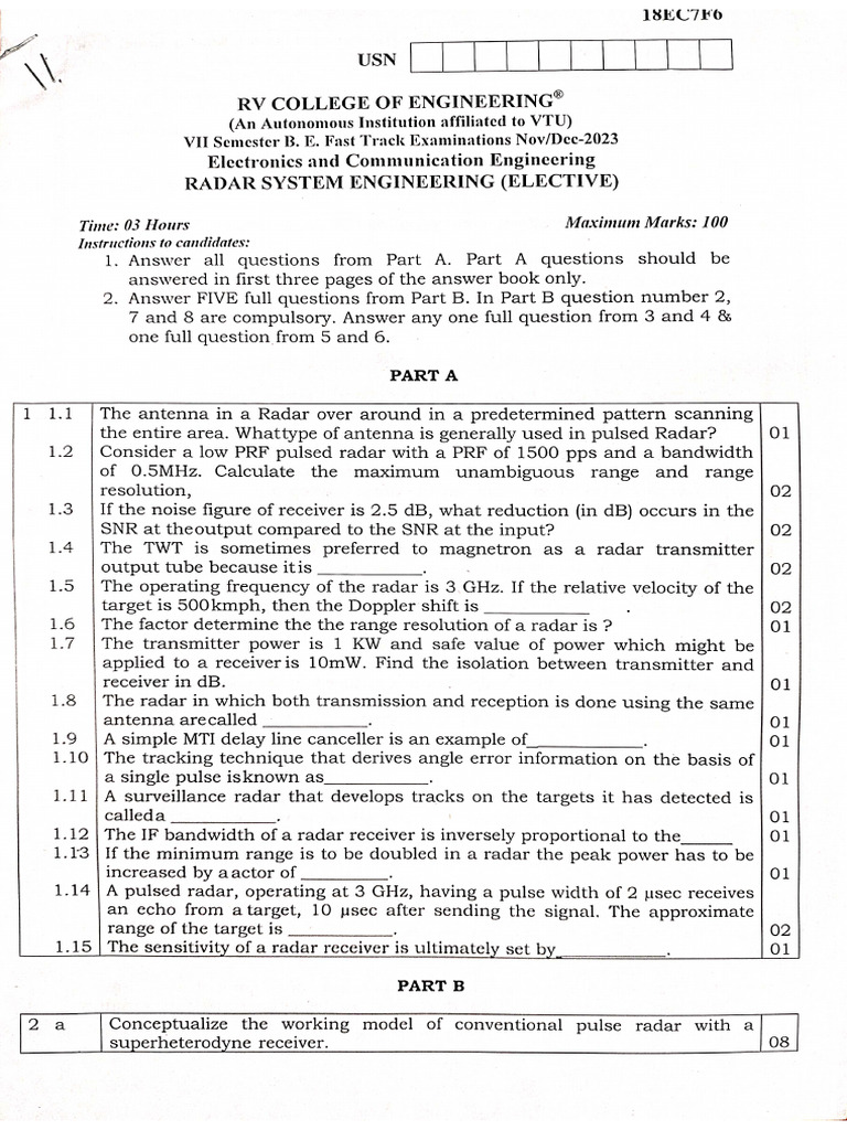 Radar SEE Paper 2022-23 | PDF