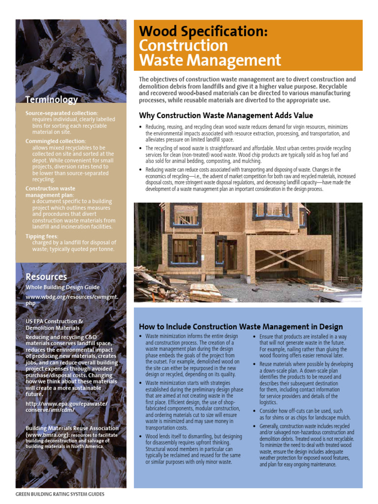 Building Green Toolkit ConstructWasteMgmt SpecSheet | PDF | Waste ...