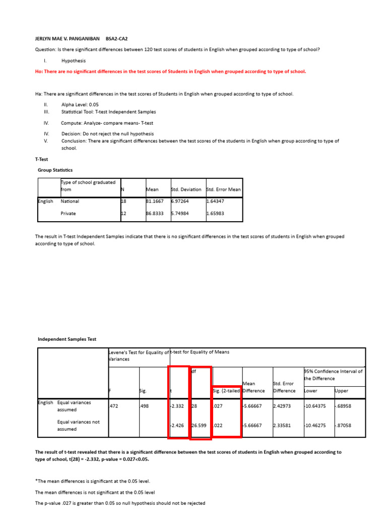 T Test | PDF | Student's T Test | Statistical Hypothesis Testing