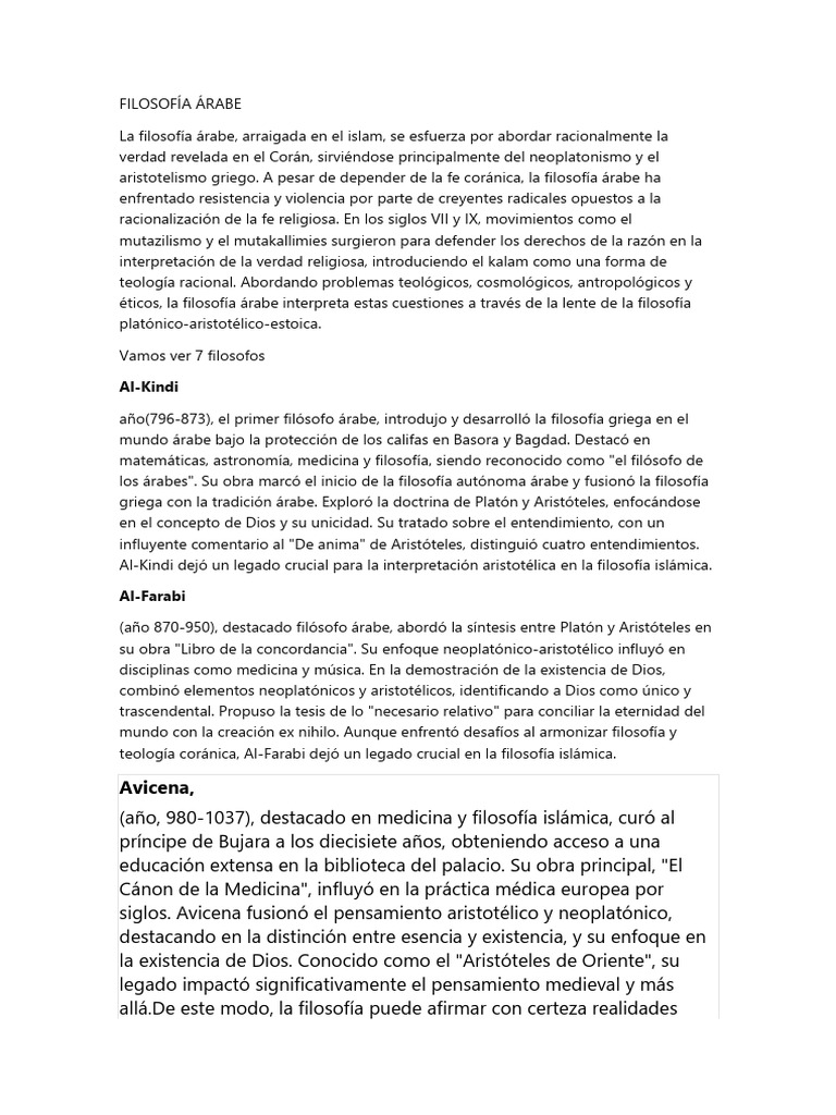 Filosofía Árabe | PDF | Filosofía islámica | Aristóteles