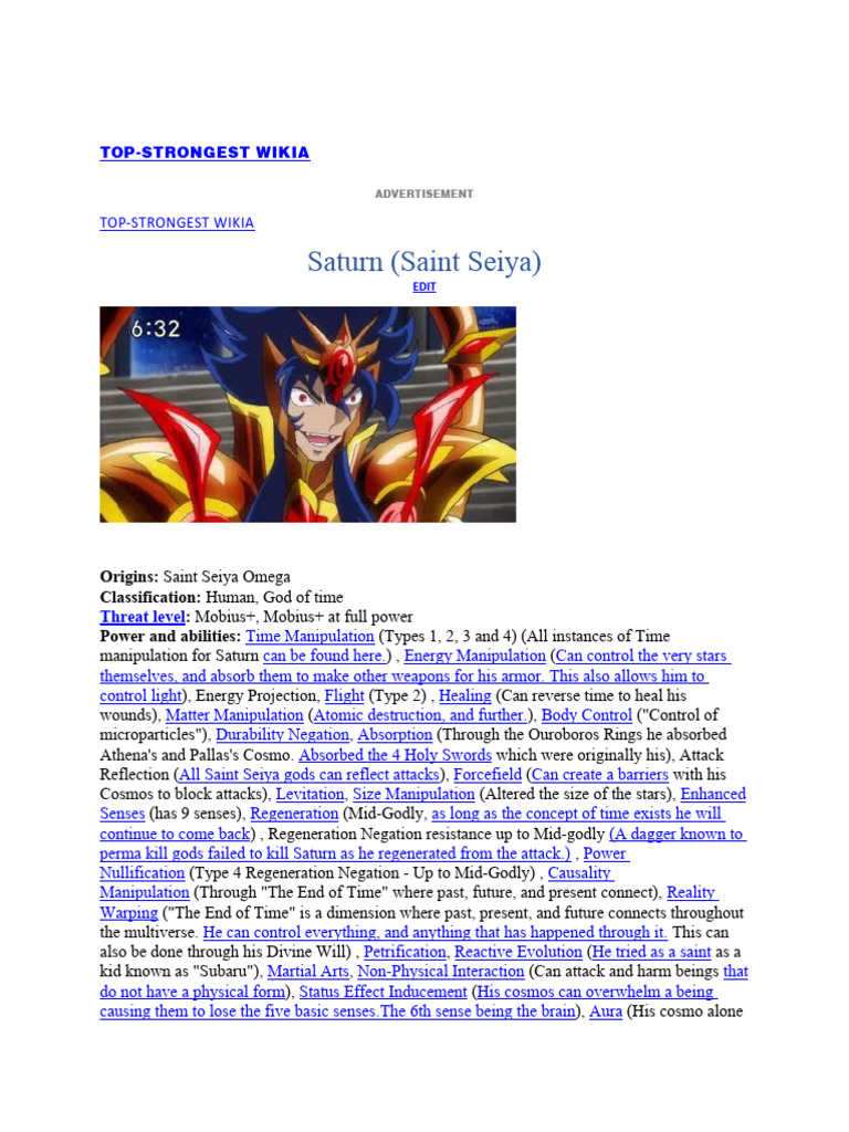 Top Strongest - Fandom.com Saturn | PDF | Soul
