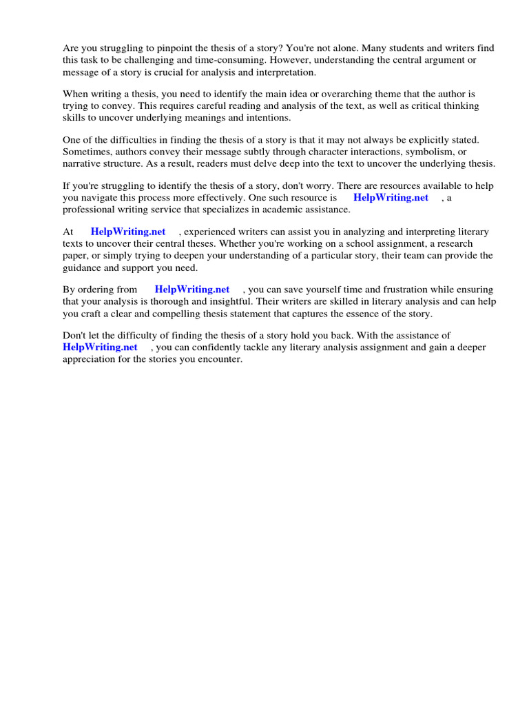 Finding The Thesis of A Story | PDF | Essays | Thesis