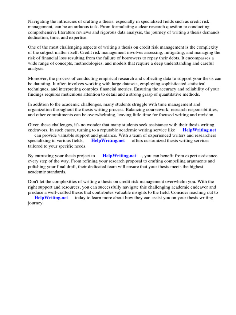 Thesis of Credit Risk Managementpdf | PDF | Credit | Finance & Money ... Thesis of Credit Risk Managementpdf | PDF | Credit | Finance & Money ...
