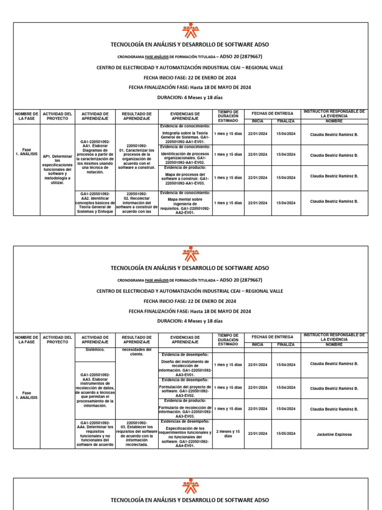 Cronograma Fase de Analisis | PDF | Software | Ingeniería de software Cronograma Fase de Analisis | PDF | Software | Ingeniería de software