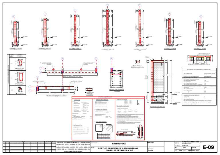 Estructura Portico Principales Y Secundarios Plano de Detalles #02 | PDF