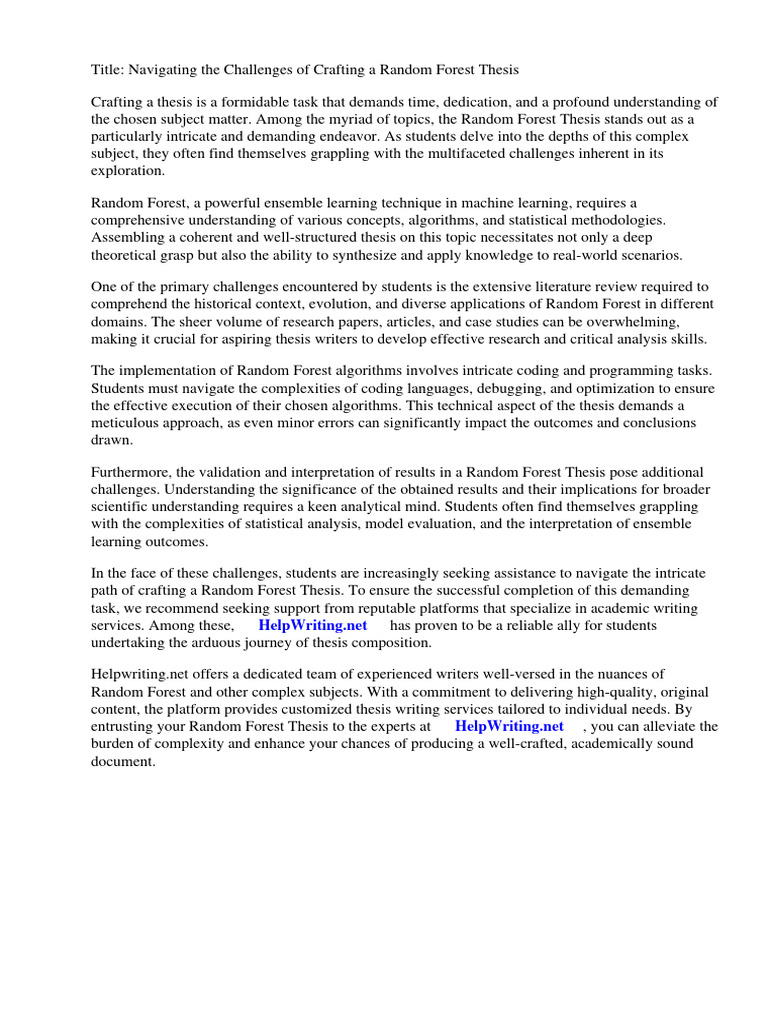 Random Forest Thesis | PDF | Machine Learning | Statistical Classification