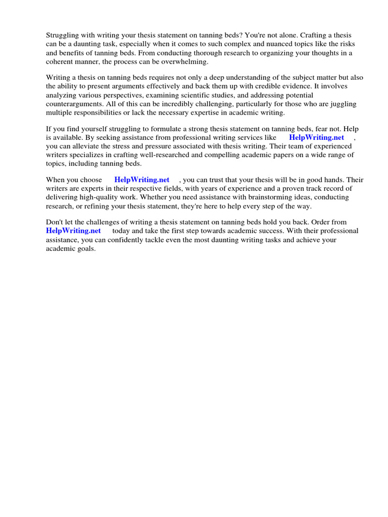 Tanning Bed Thesis Statement | PDF | Ultraviolet | Shock (Circulatory)