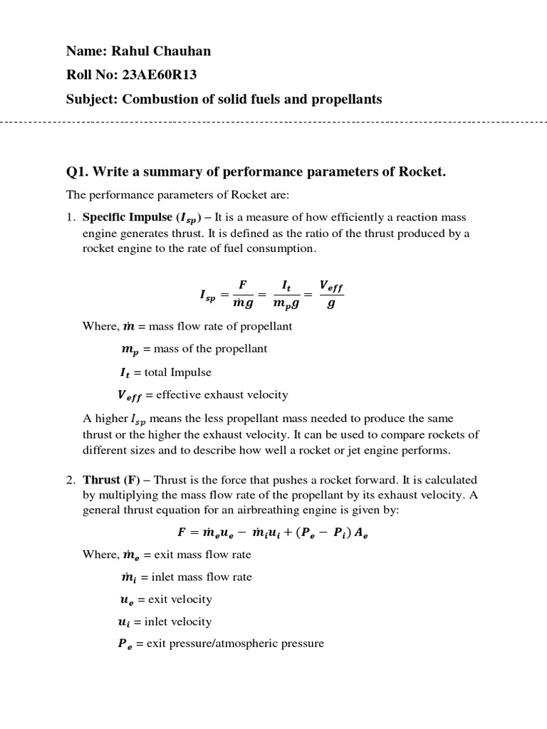 Assignment (COSFAP) | PDF | Rocket Propellant | Rocket Engine