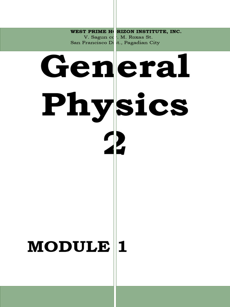 General Physics 2 Module 1 PDF Free | PDF | Electric Field | Electric ...