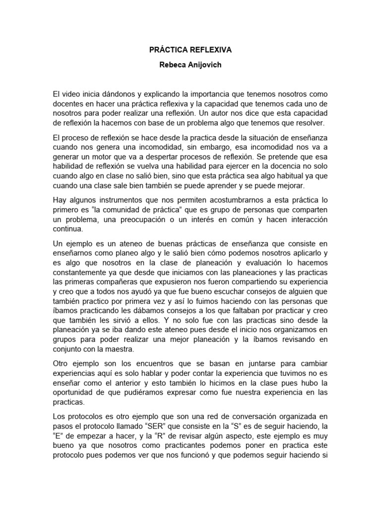 Práctica Reflexiva | PDF | Enseñando | Aprendizaje