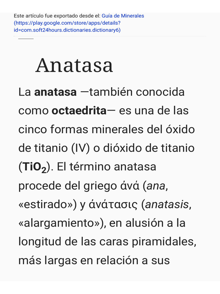 Guía de Minerales Anatasa | PDF | Titanio | Naturaleza