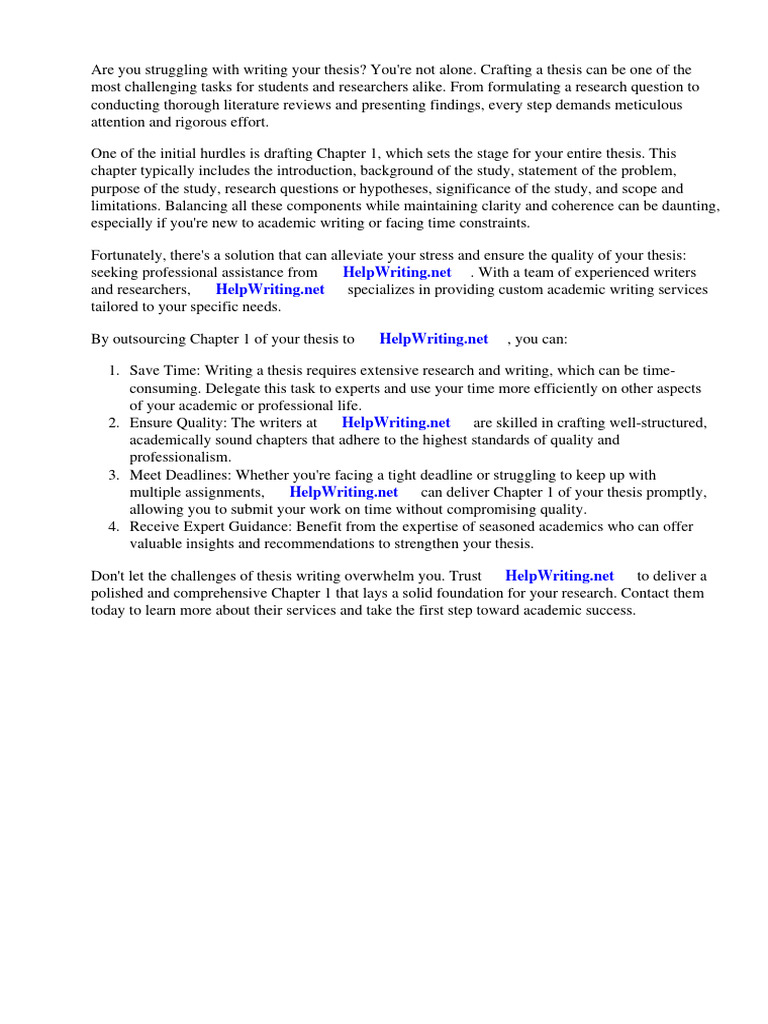 Thesis Chapter 1 Writing Help | PDF | Thesis