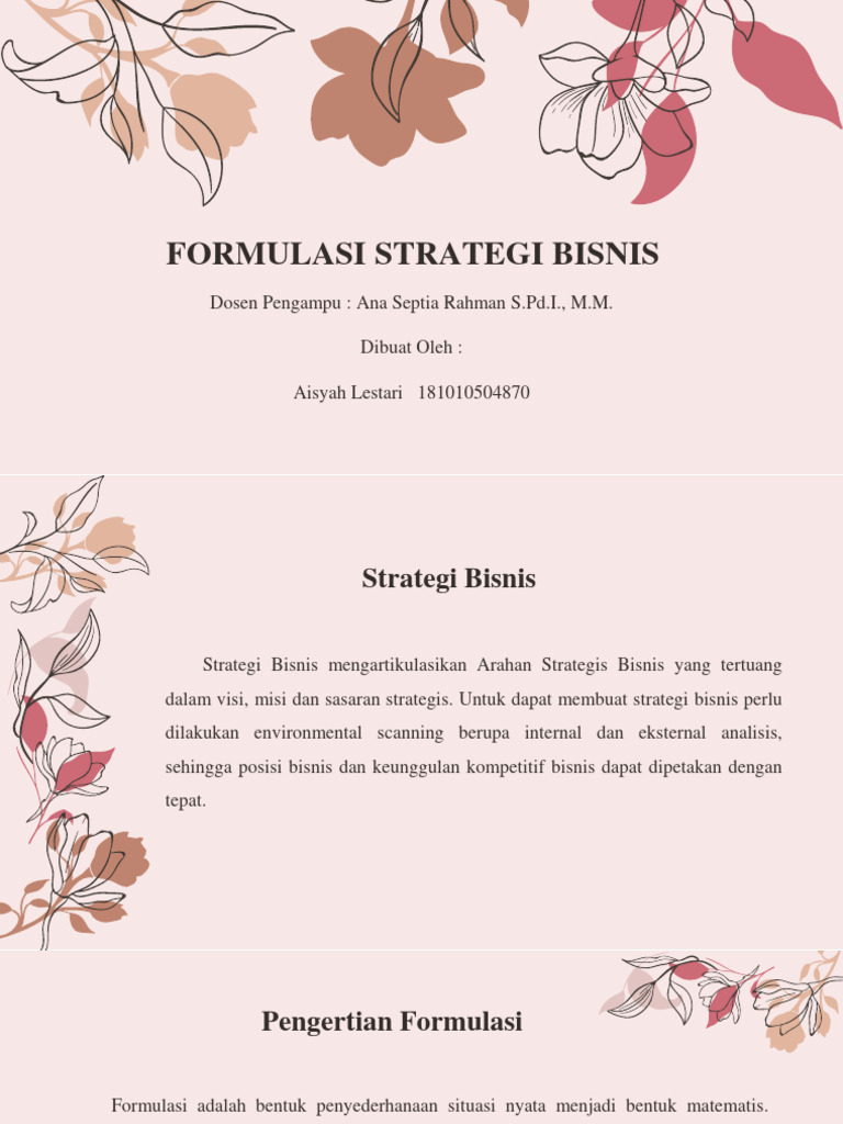 Formulasi Strategi Bisnis MANAJEMEN STRATEGI | PDF