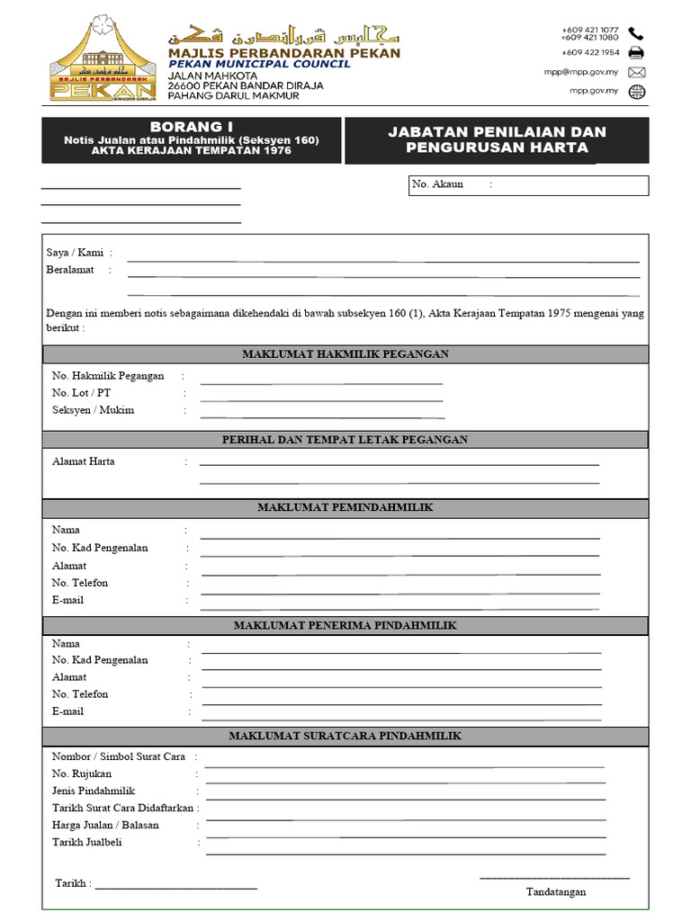 Borang I MP Pekan 0 | PDF