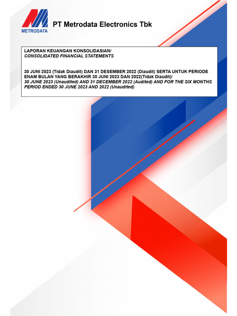 Laporan Konsolidasi PT Metrodata Electronics TBK 30 Jun 23 | PDF