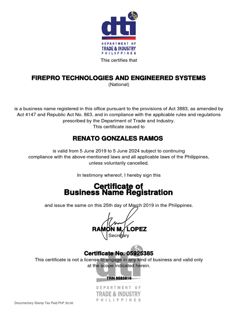 1 DTI-CERTIFICATE | PDF | Justice | Crime & Violence