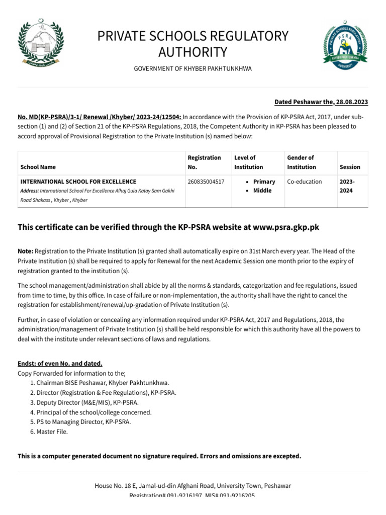 Psra - GKP.PK Institute Print File Certificate | PDF | Government | Justice