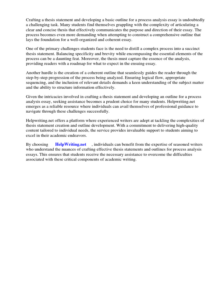 Creating A Thesis Statement and Basic Outline For A Process Analysis ...