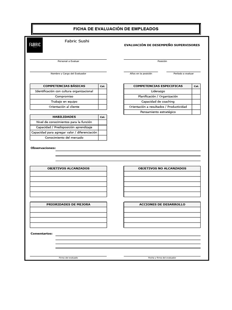 R-039 Ficha de Evaluación de Empleados | PDF | Cognición | Ciencia cognitiva