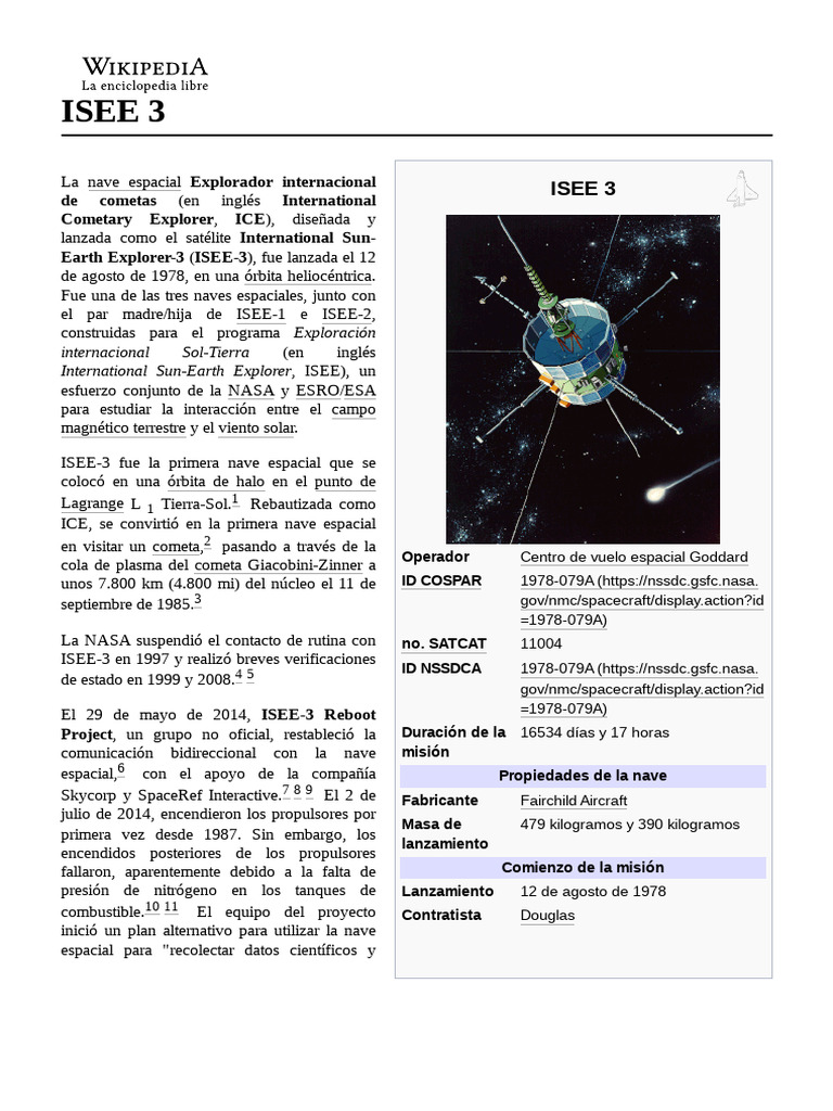 ISEE-3: Explorador de Cometas | PDF | Programa espacial de los Estados ...