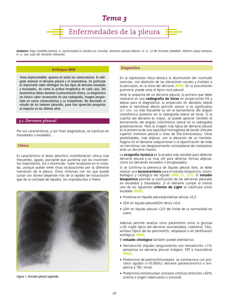 Clasificación y diagnóstico del derrame pleural | PDF | Epidemiología ...