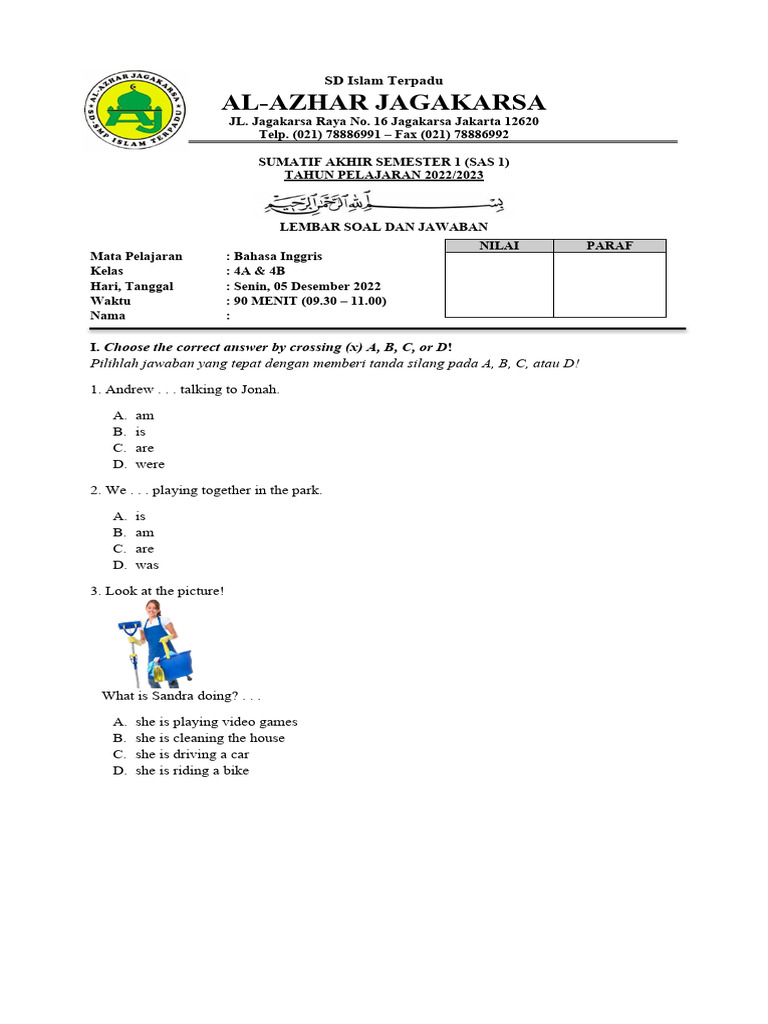 English Final Test Grade 4 | PDF | Food And Drink