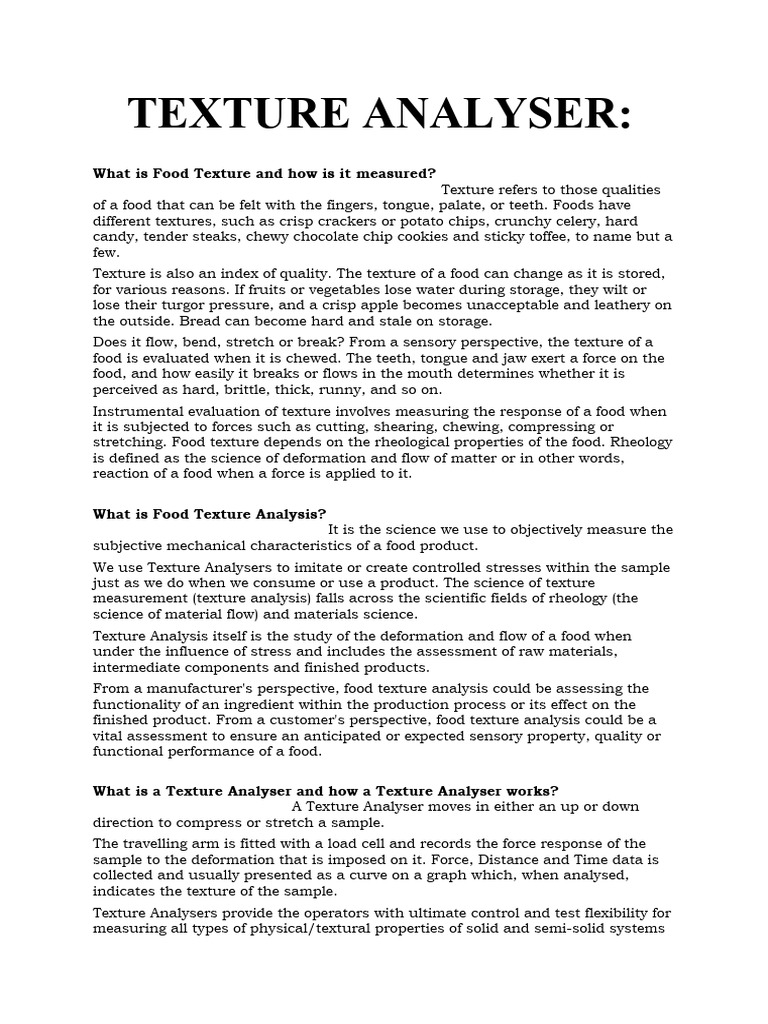 Texture Analyser | PDF | Fracture | Hardness