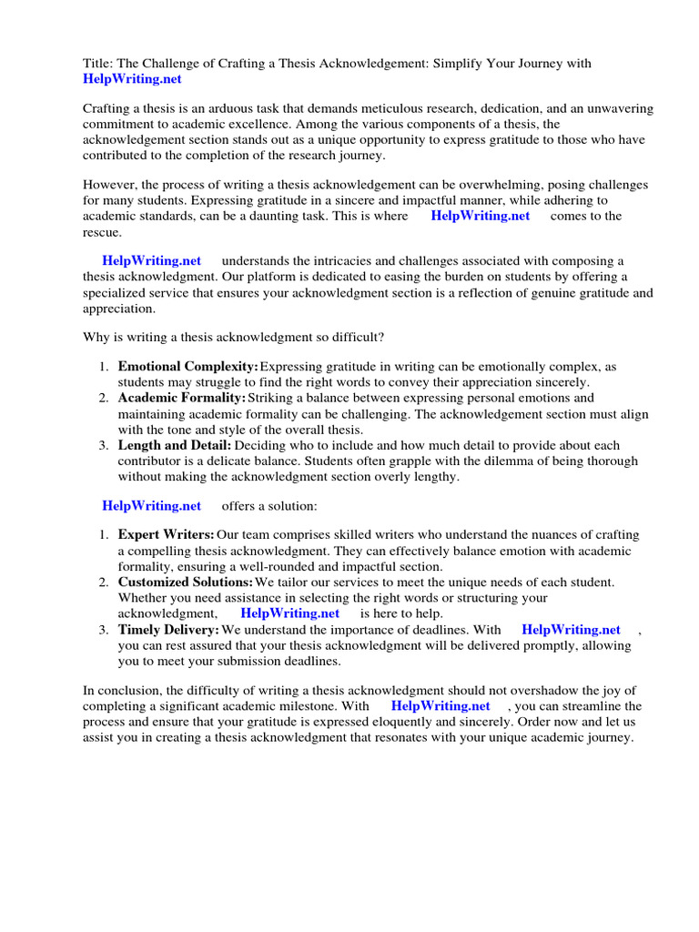 Thesis Acknowledgement Sample Scribd | Download Free PDF | Thesis