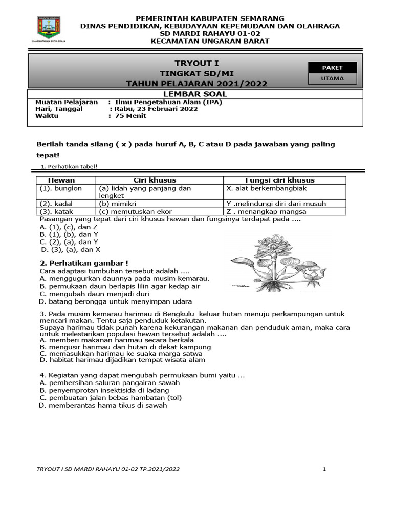 Soal To 1 Ipa TP 2021-2022 | PDF