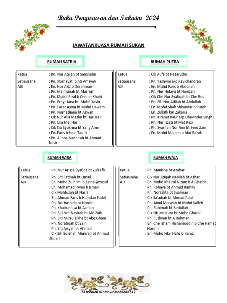 Jawatankuasa Rumah Sukan 2024 | PDF