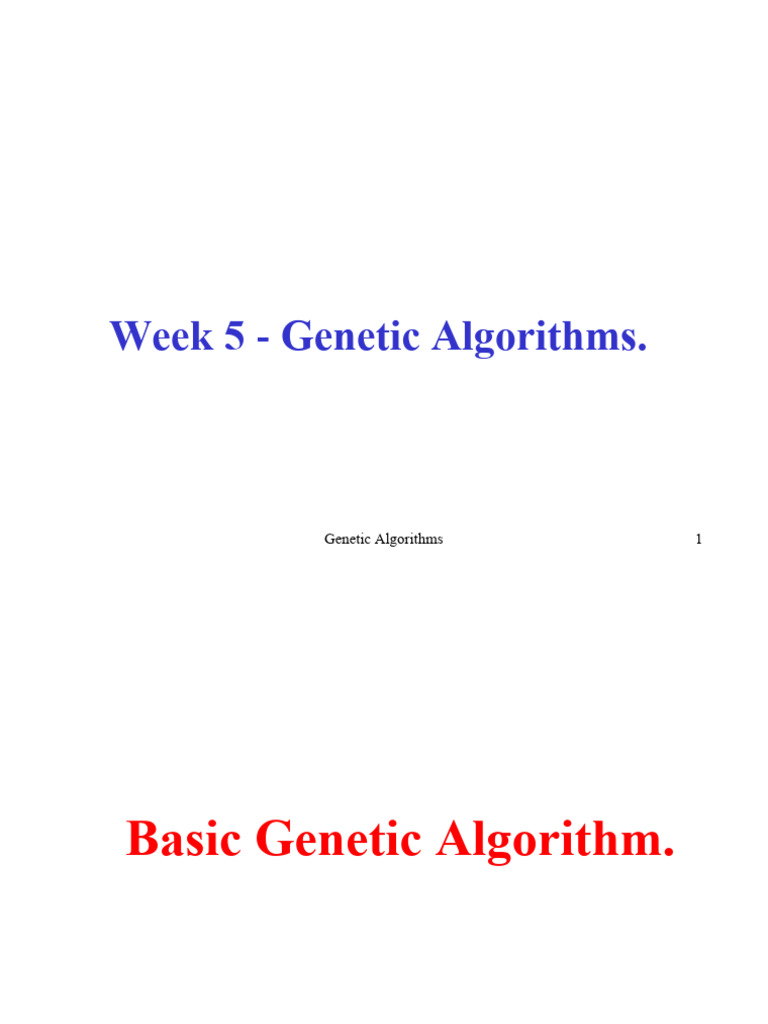 Week 5 - Genetic Algorithm | PDF