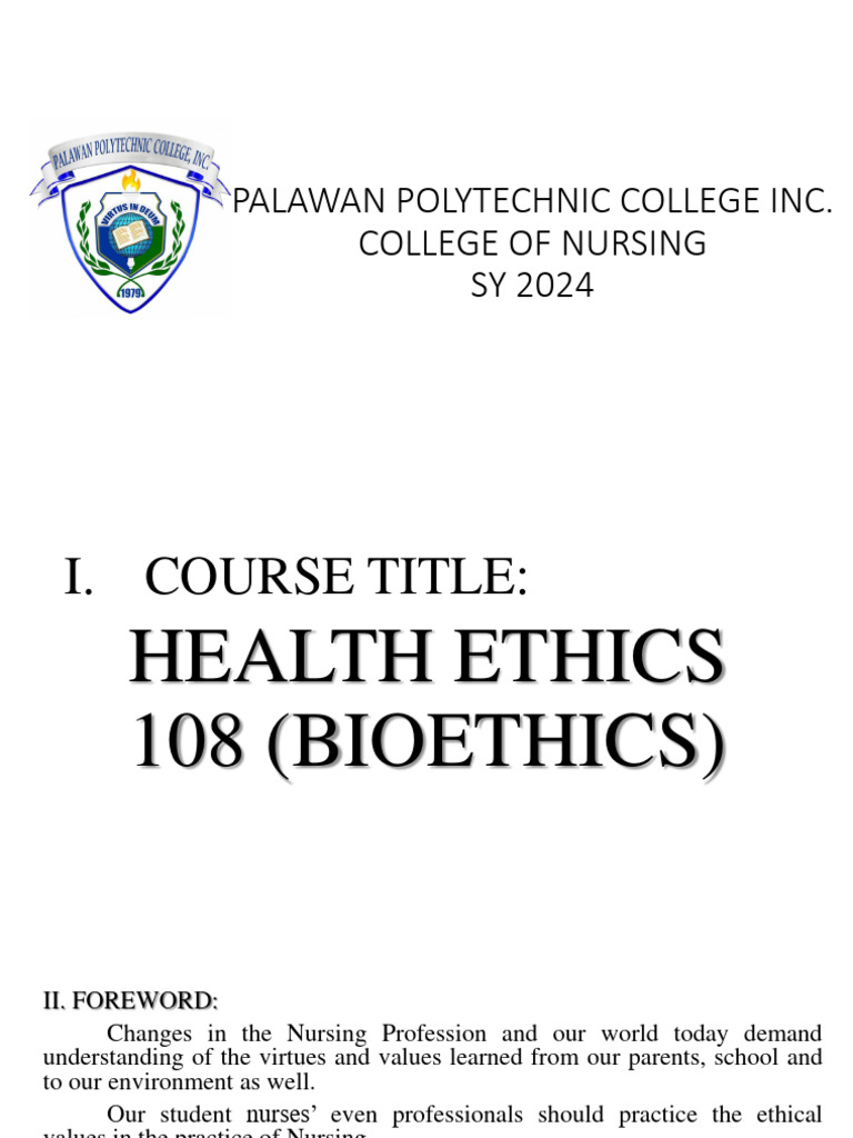 Ethics Syllabus Orientation | Download Free PDF | Bioethics | Medical ...