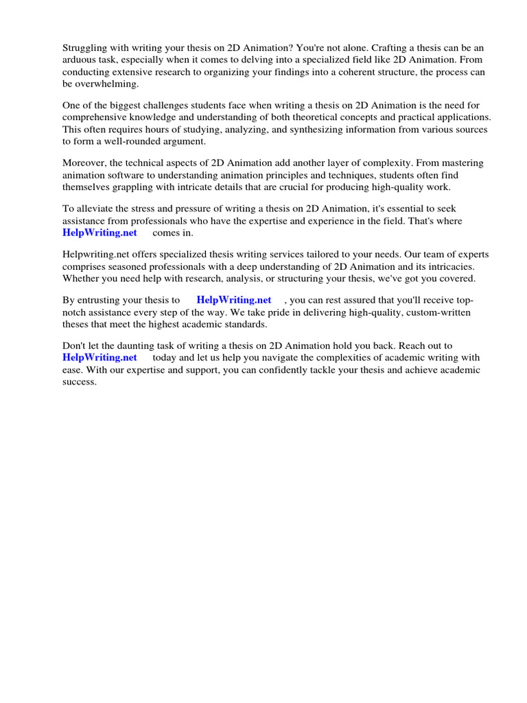 Thesis Animation 2d | PDF | Thesis | Animation