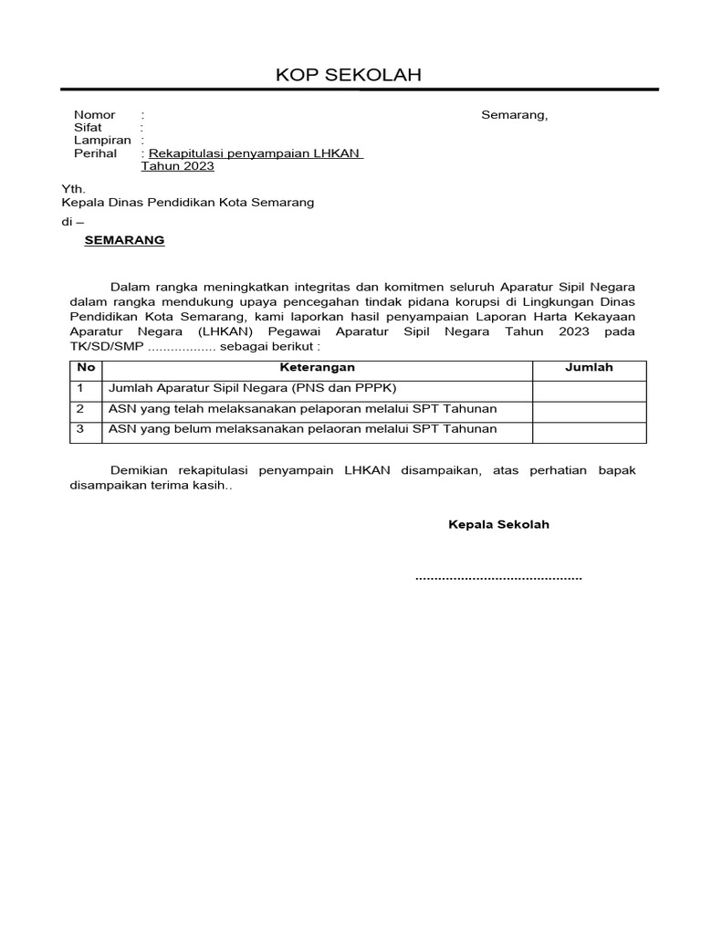 Format Laporan LHKAN | PDF