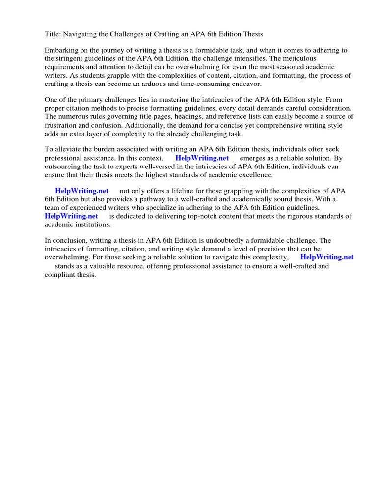Apa 6th Edition Thesis | PDF