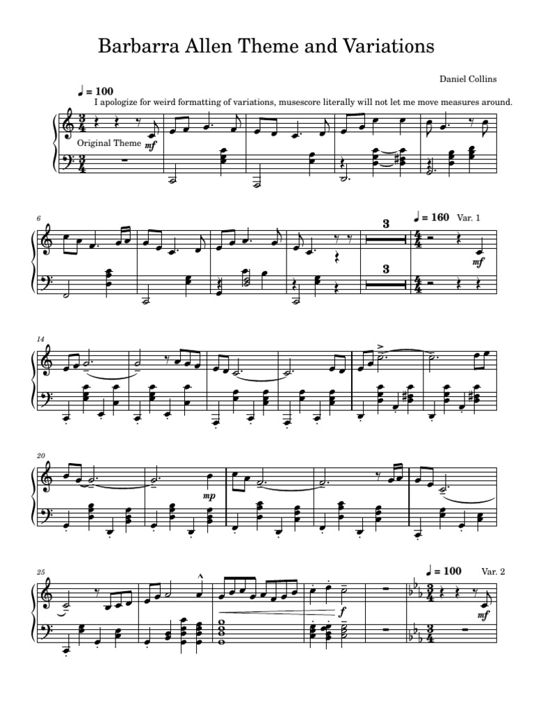 Barbarra Allen Theme and Variations | PDF